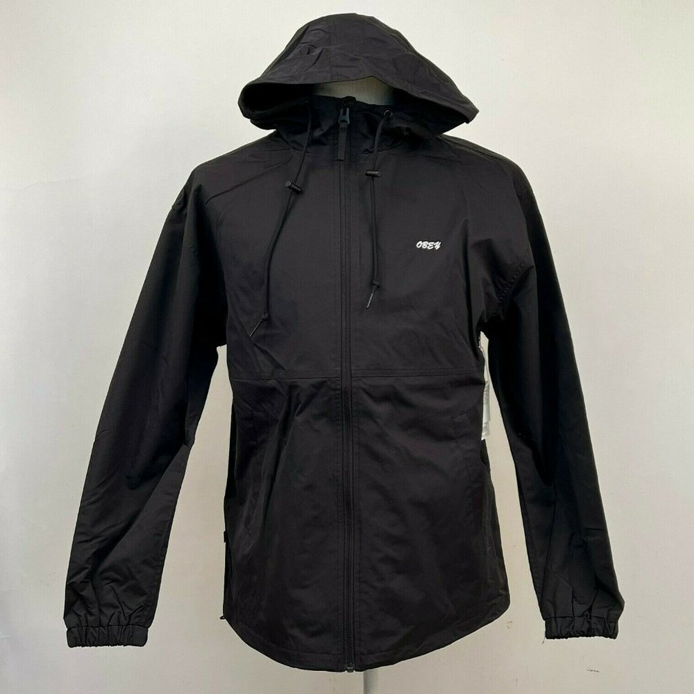 Obey Hooded Windbreaker Jacket "Caption" Black - Gem